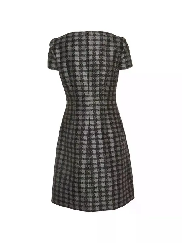 Prada Checked V-neck Midi Dress