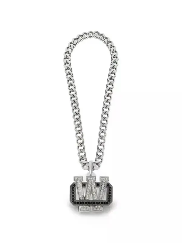 Off-White Bling Strass Curb Chain Necklace - Silver