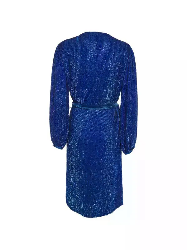 Retrofete Gabrielle Sequin Wrap Midi Dress - Blue