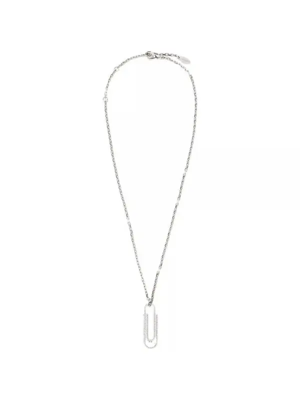 Off-White Strass-set Paperclip Necklace - Silver