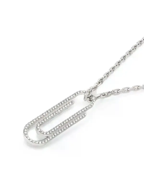 Off-White Strass-set Paperclip Necklace