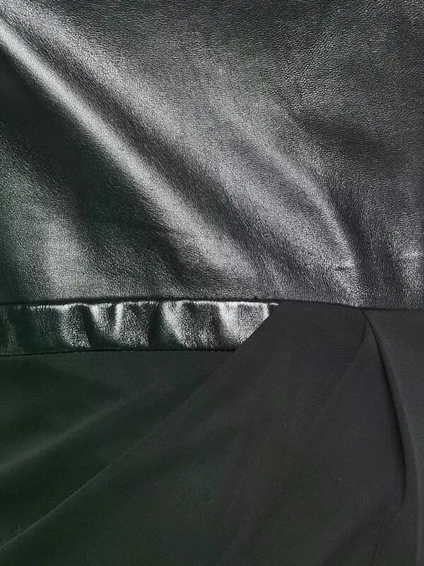 Gucci Leather Bodice Draped Midi Dress