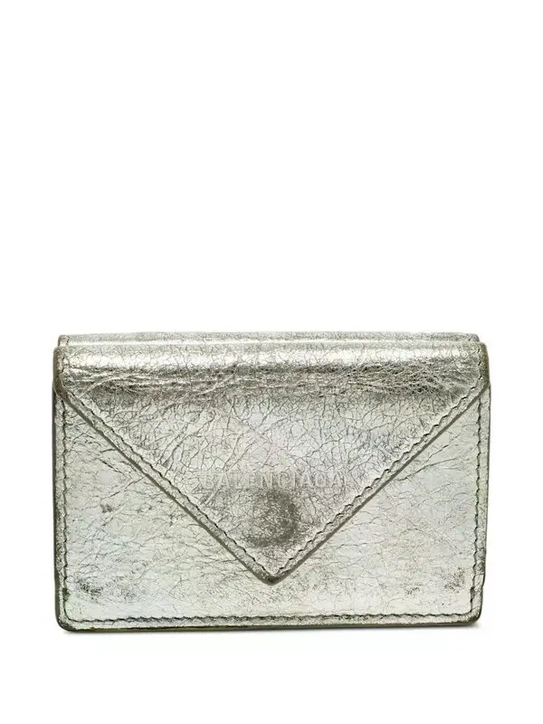 Balenciaga Mini Papier Leather Wallet - Silver