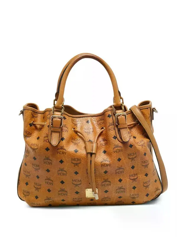 Mcm Visetos Monogram Drawstring Tote Bag - Brown
