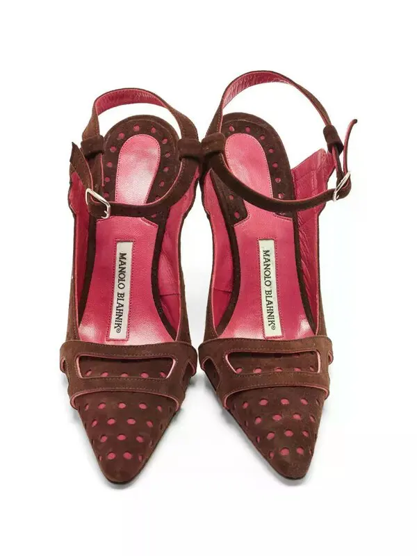 Manolo Blahnik Perforated Ankle-strap Heeled Pumps