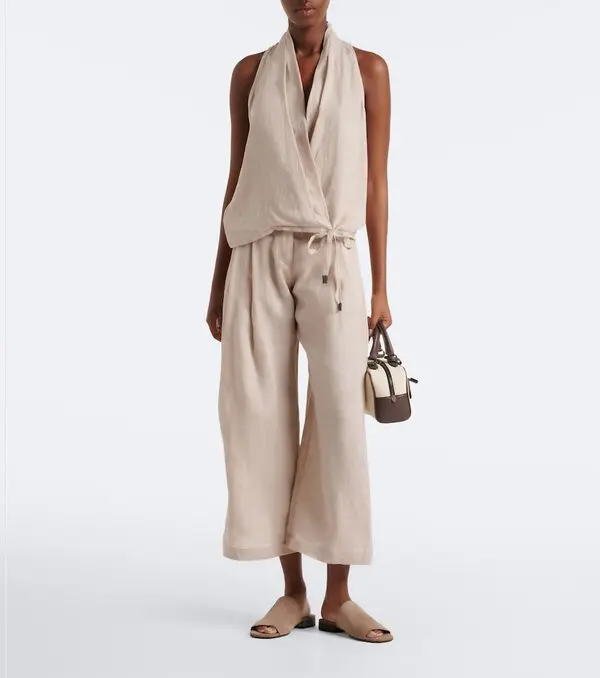 Brunello Cucinelli Linen Wide-leg Trousers
