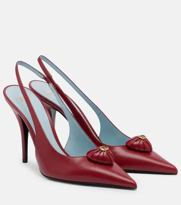 Valentino Garavani Cour Royal Leather Slingback Pumps - Red