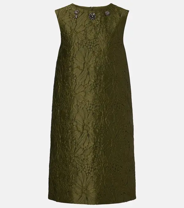 Max Mara Embellished Floral Jacquard Mini Dress