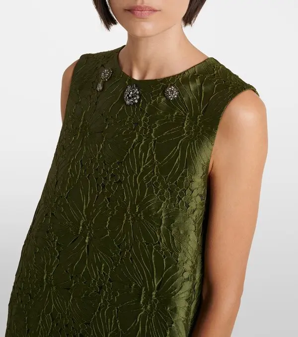 Max Mara Embellished Floral Jacquard Mini Dress