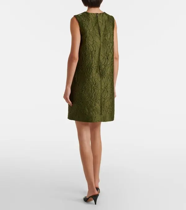Max Mara Embellished Floral Jacquard Mini Dress