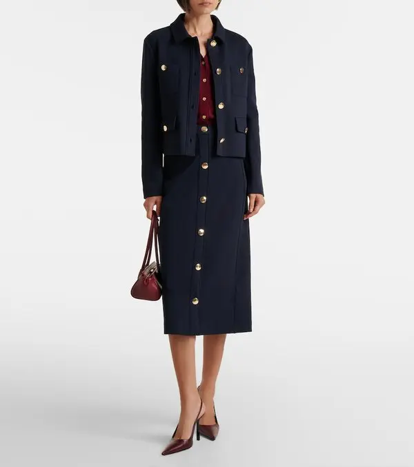 Max Mara Cotton-blend Button-front Jacket - Blue