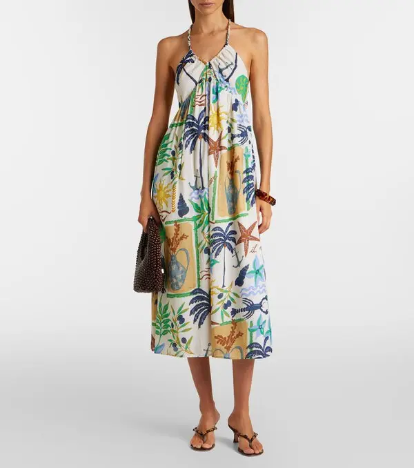 Velvet By Graham & Spencer Leyla Printed Cotton Midi Dress