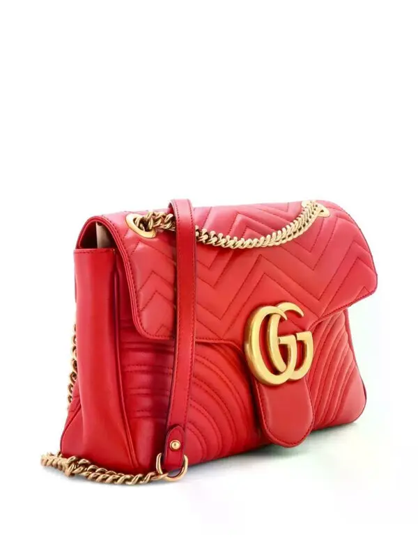 Gucci Matelassé Leather Medium Shoulder Bag - Red