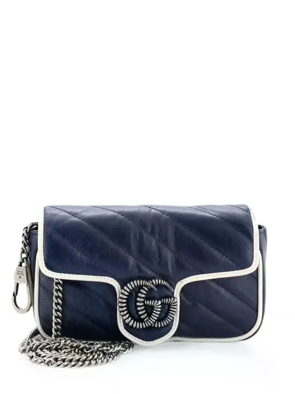 Gucci Gg Marmont Quilted Leather Super Mini Crossbody Bag - Blue