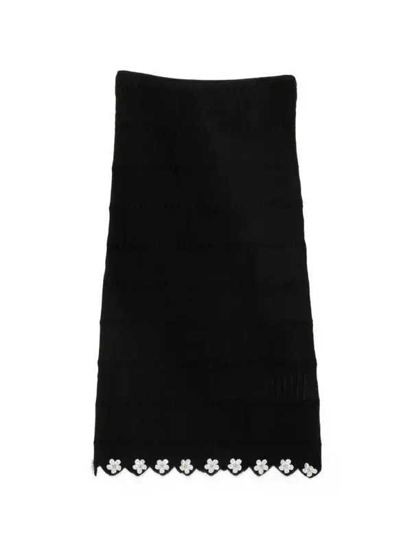 Maje Knitted Midi Skirt With Flower Embellishments
