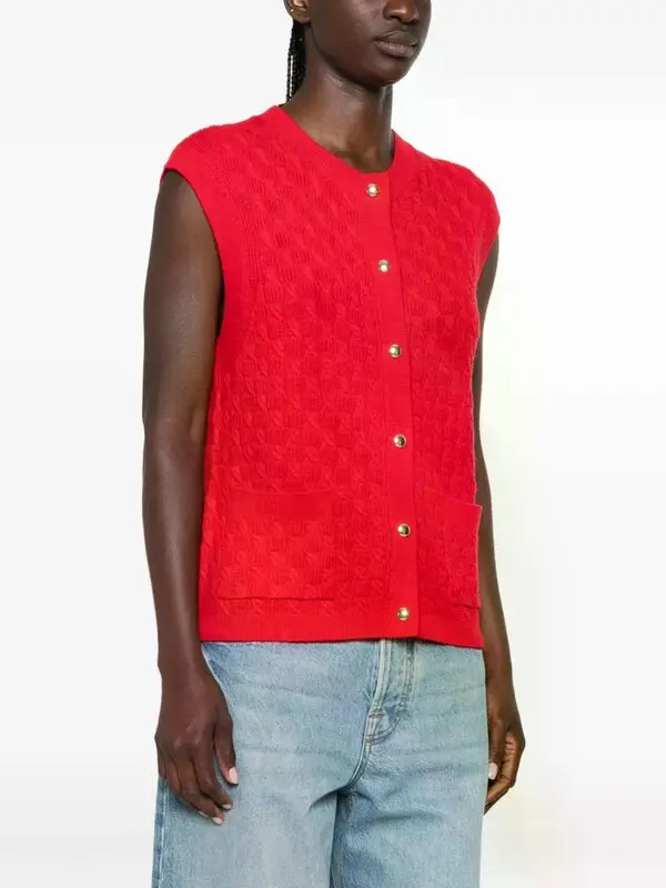 Maje Cable Knit Sleeveless Cardigan