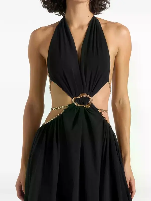 Manière De Voir Chain-belt Cut-out Halterneck Maxi Dress - Black