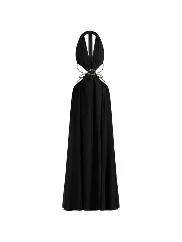 Manière De Voir Halterneck Maxi Dress With Chain Belt Detail - Black