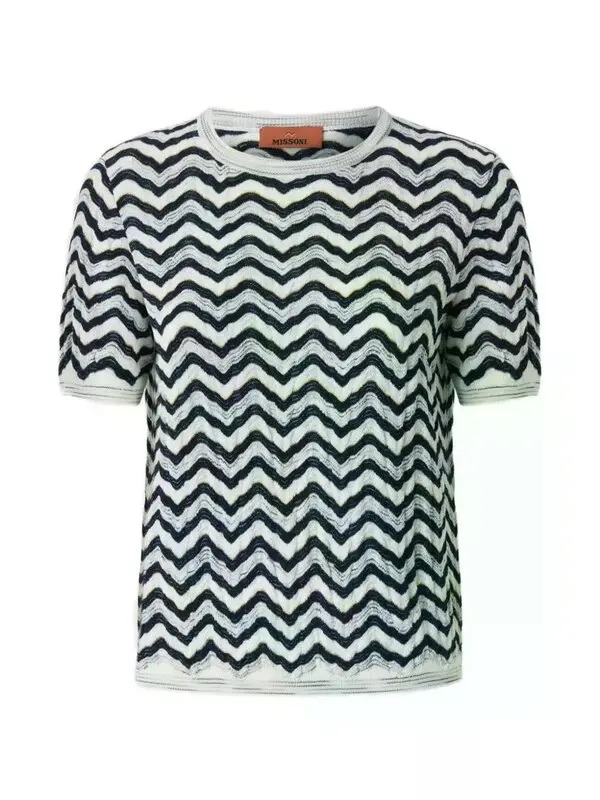 Missoni Zigzag Knit Short-sleeve Sweater - Blue