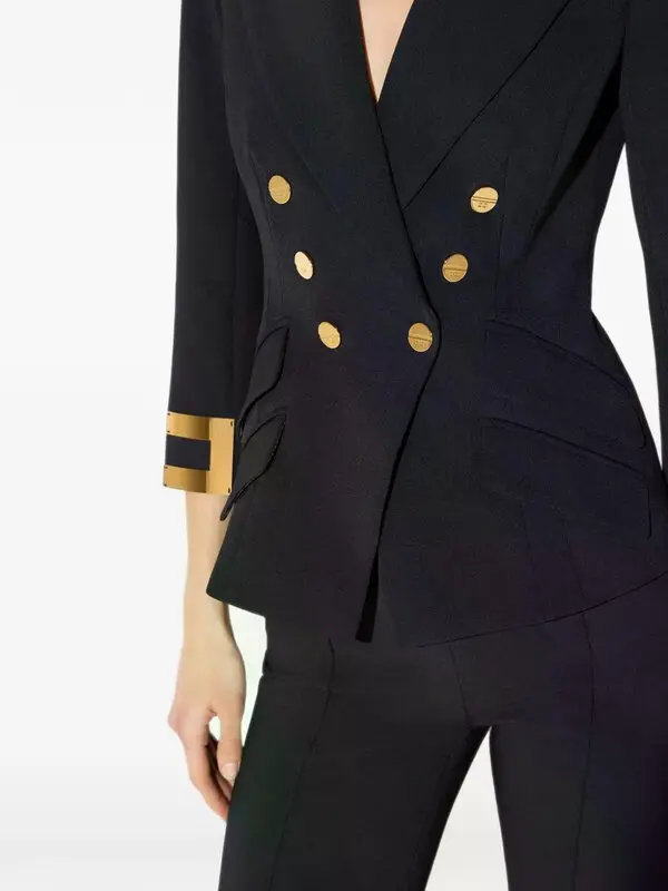 Elisabetta Franchi Double-breasted Jacket With Logo Cuffs