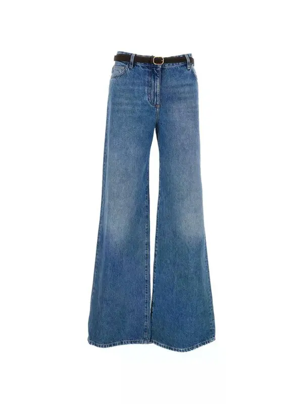 Elisabetta Franchi Belted Wide-leg Jeans - Blue