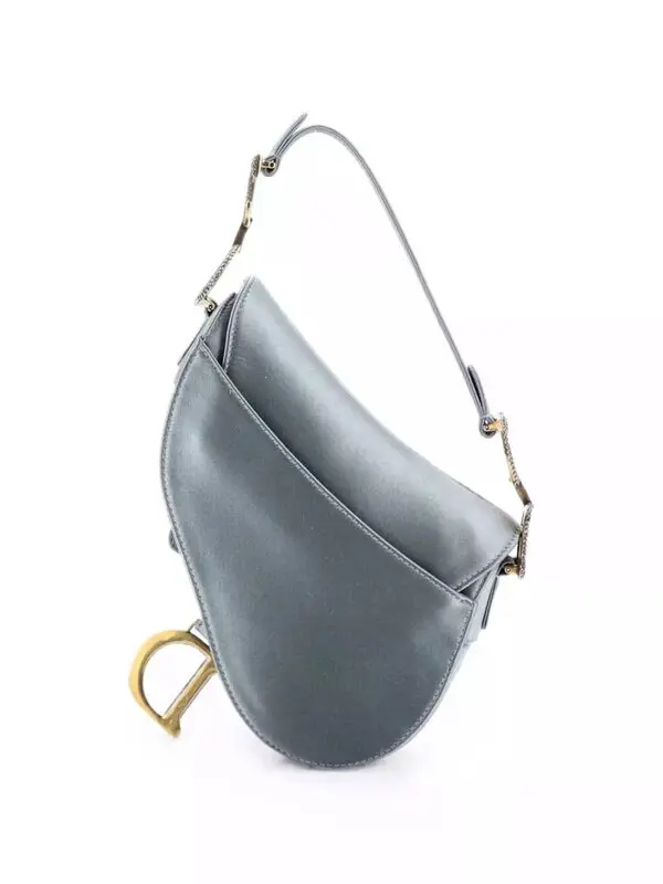 Dior Saddle Handbag Satin With Crystals Mini Shoulder Bag - Blue