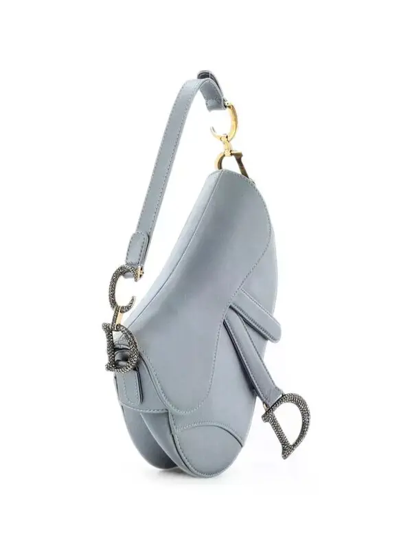 Dior Saddle Handbag Satin With Crystals Mini Shoulder Bag - Blue