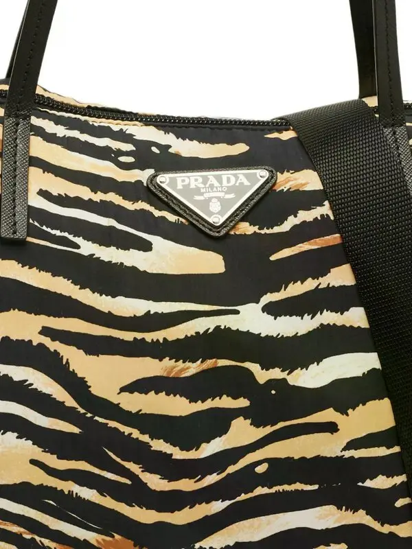 Prada Tessuto Animal-print Tote Bag