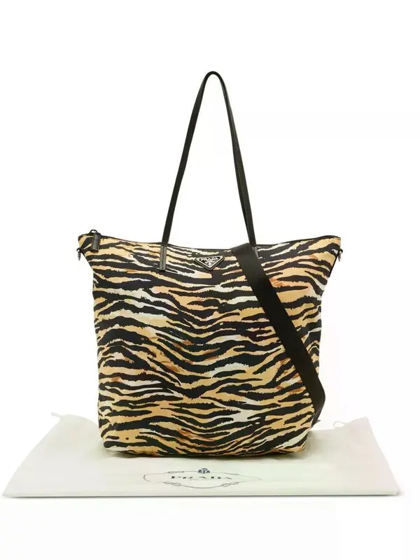 Prada Tessuto Animal-print Tote Bag