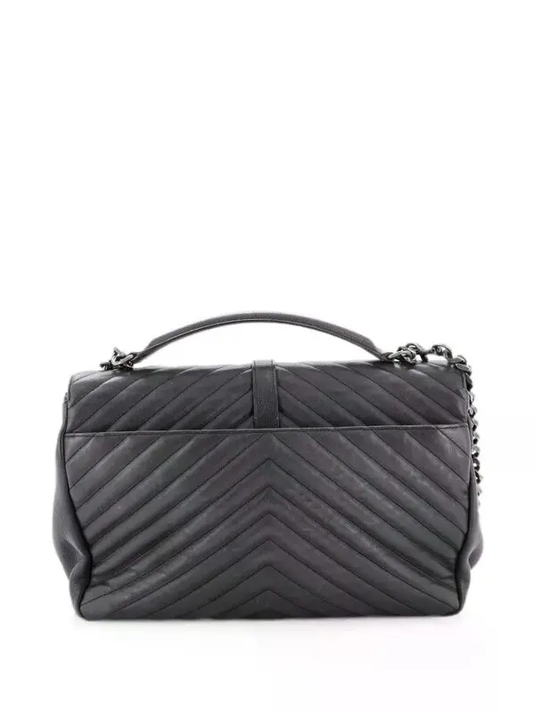 Saint Laurent Matelasse Chevron Leather Shoulder Bag - Grey
