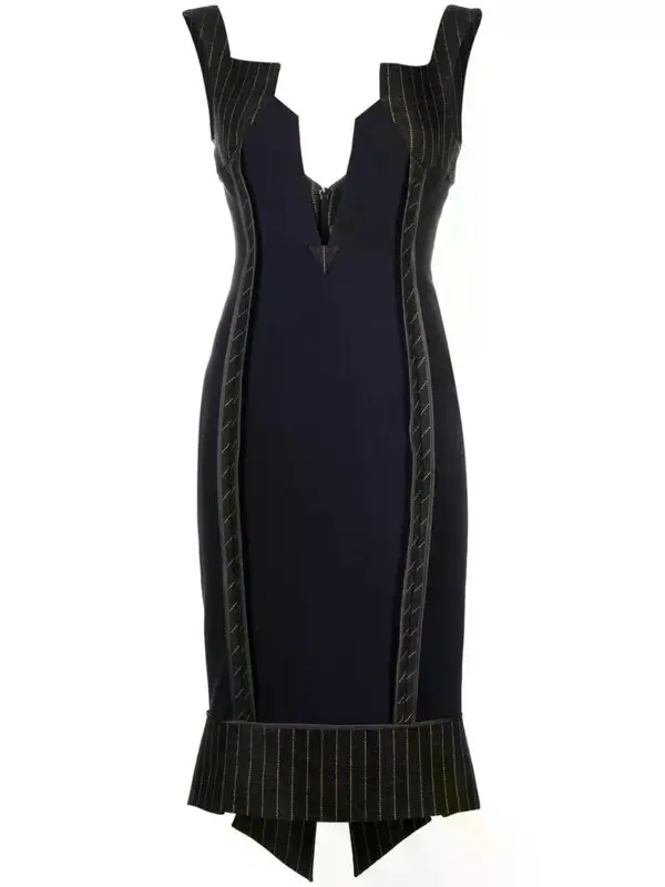 Moschino V-neck Panelled Midi Dress - Blue