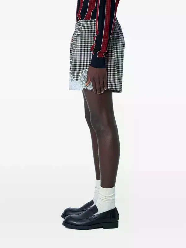Martine Rose Lace-trimmed Checkered Shorts