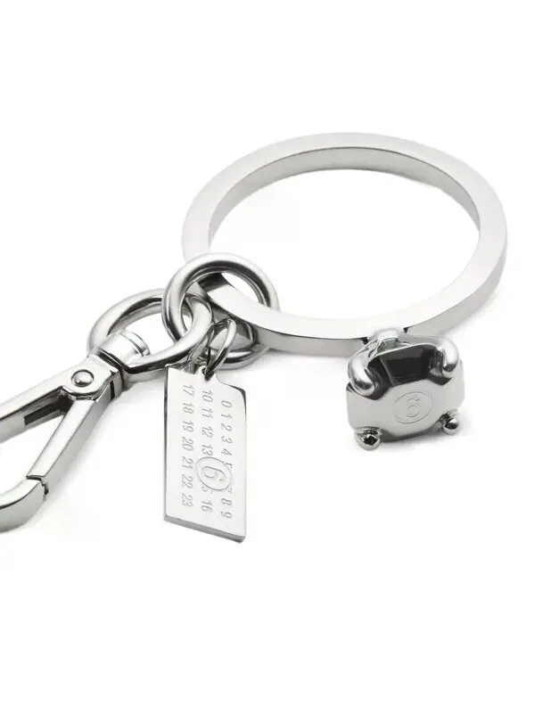 MAISON MARGIELA Polished Palladium Solitaire Ring Clip Keyring