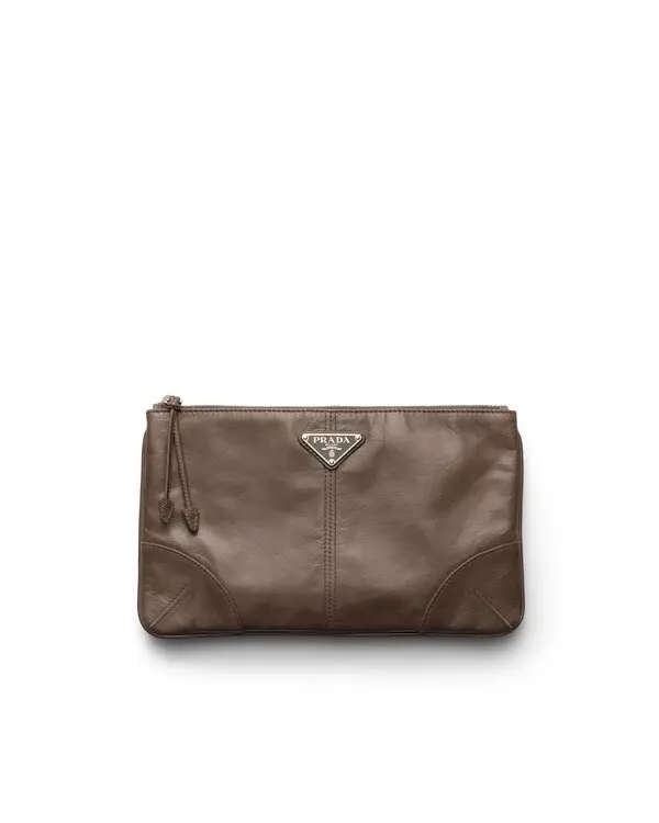 Prada Leather Pouch - Clay Grey