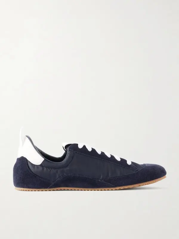 JAMIE HALLER Sacchetto Leather And Suede-trimmed Shell Sneakers - Blue
