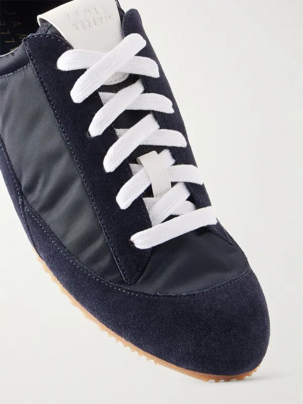 JAMIE HALLER Sacchetto Leather And Suede-trimmed Shell Sneakers - Blue