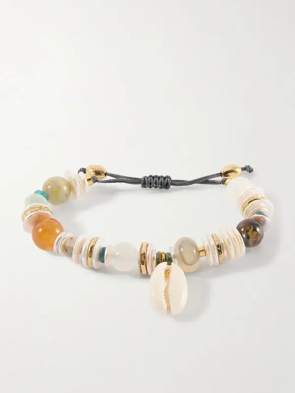 Tohum Design Gold-plated, Leather And Seashell Beaded Bracelet - Multi