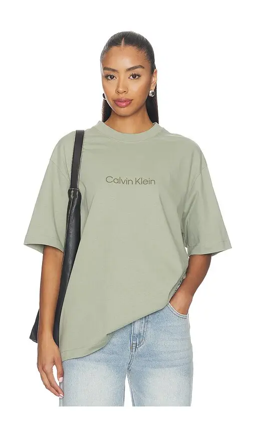 Calvin Klein Relaxed Standard Logo Crew Neck Tee - Green