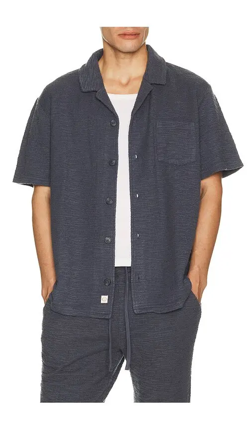 Marine Layer Hugo Jacquard Resort Shirt In . Also - Blue