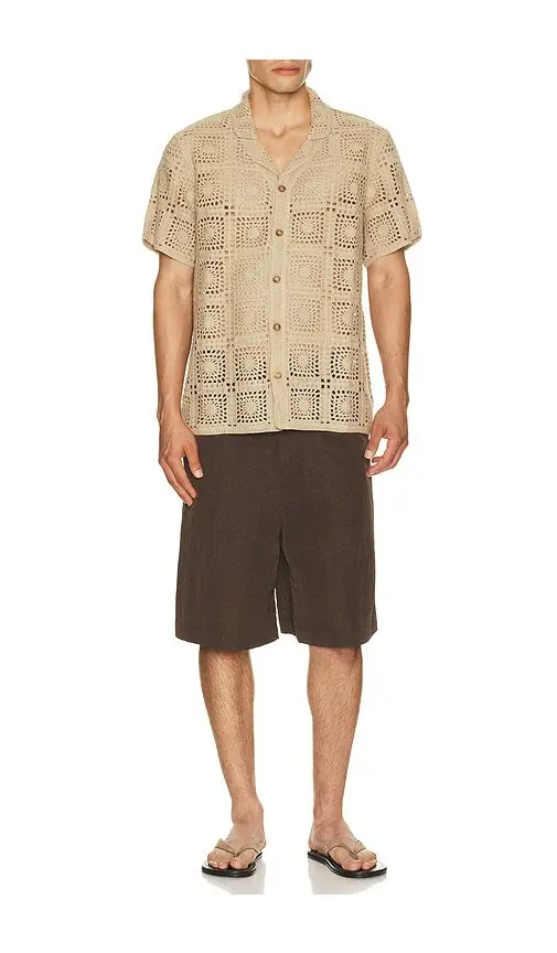 Marine Layer Callum Crochet Button Down Shirt In . Also