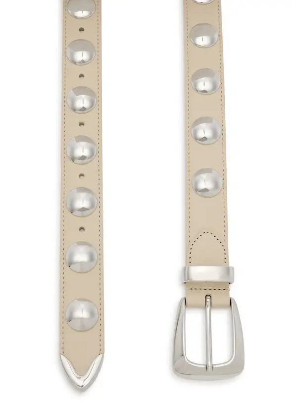Khaite Benny Studded Leather Belt - Ivory