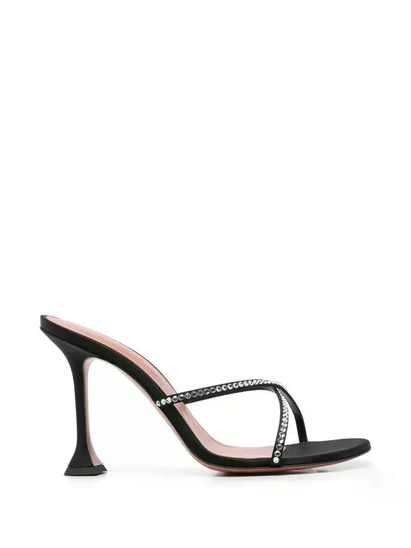 Amina Muaddi Sally Embellished Heeled Sandals - Black