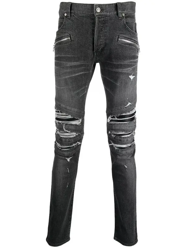 Balmain Distressed Slim-fit Jeans