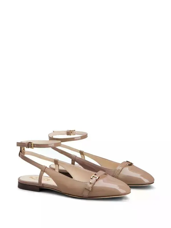 TOD'S Leather Ballerina Shoes With Logo Plaque