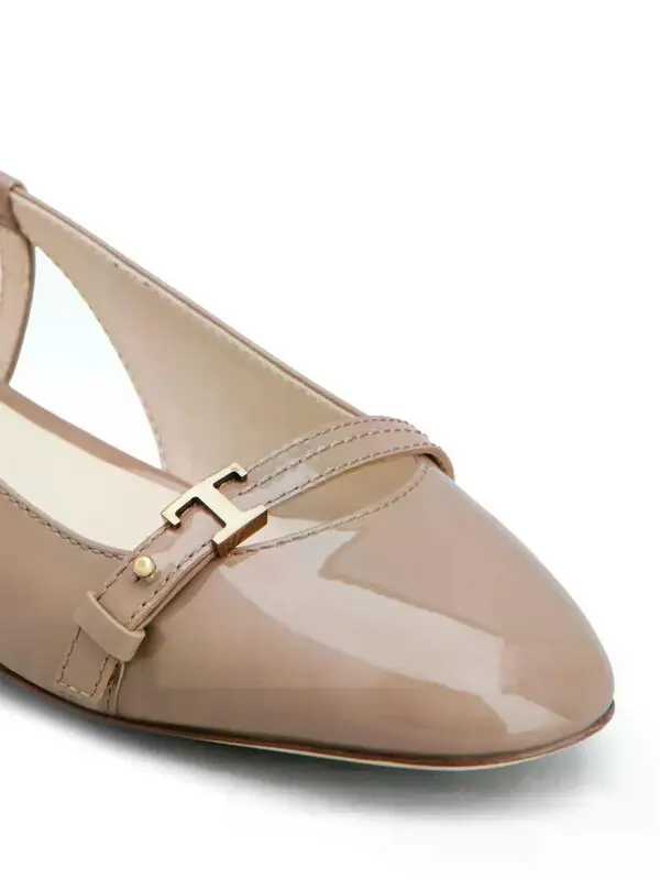 TOD'S Leather Ballerina Shoes With Logo Plaque