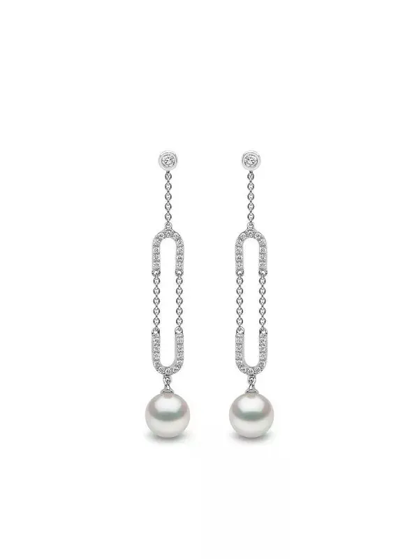 Yoko London 18kt White Gold Freshwater Pearl And Diamond Earrings - Silver