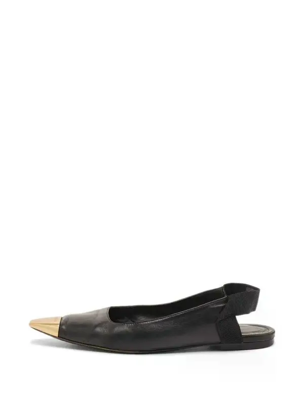 FERRAGAMO Cap-toe Slingback Ballet Flats - Black