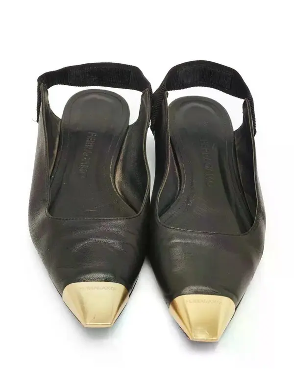 FERRAGAMO Cap-toe Slingback Ballet Flats