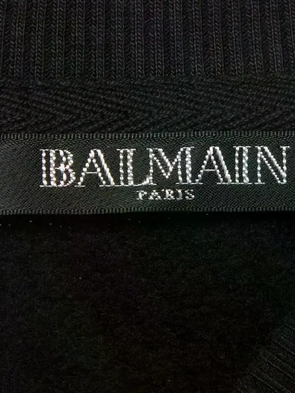 Balmain Logo Print Cropped Sweater - Black