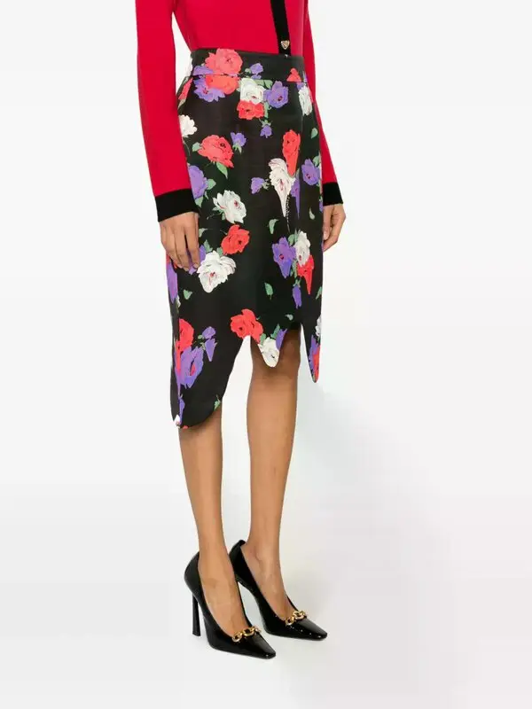 Moschino Floral-print Asymmetric Midi Skirt